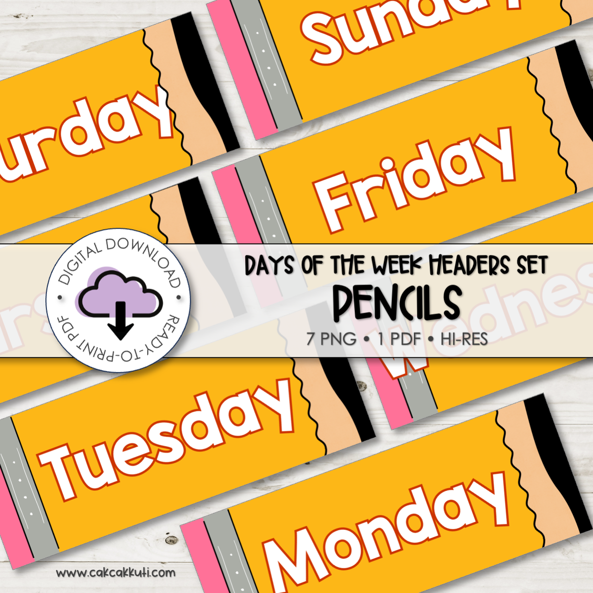 Flash Cards - Days of the Week Headers Pencils (Digital Download) – Cak ...