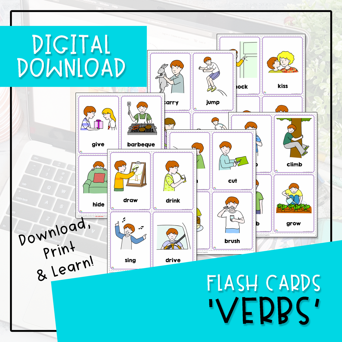 Flash Cards - Verbs (Digital Download) – Cak Cak Kuti