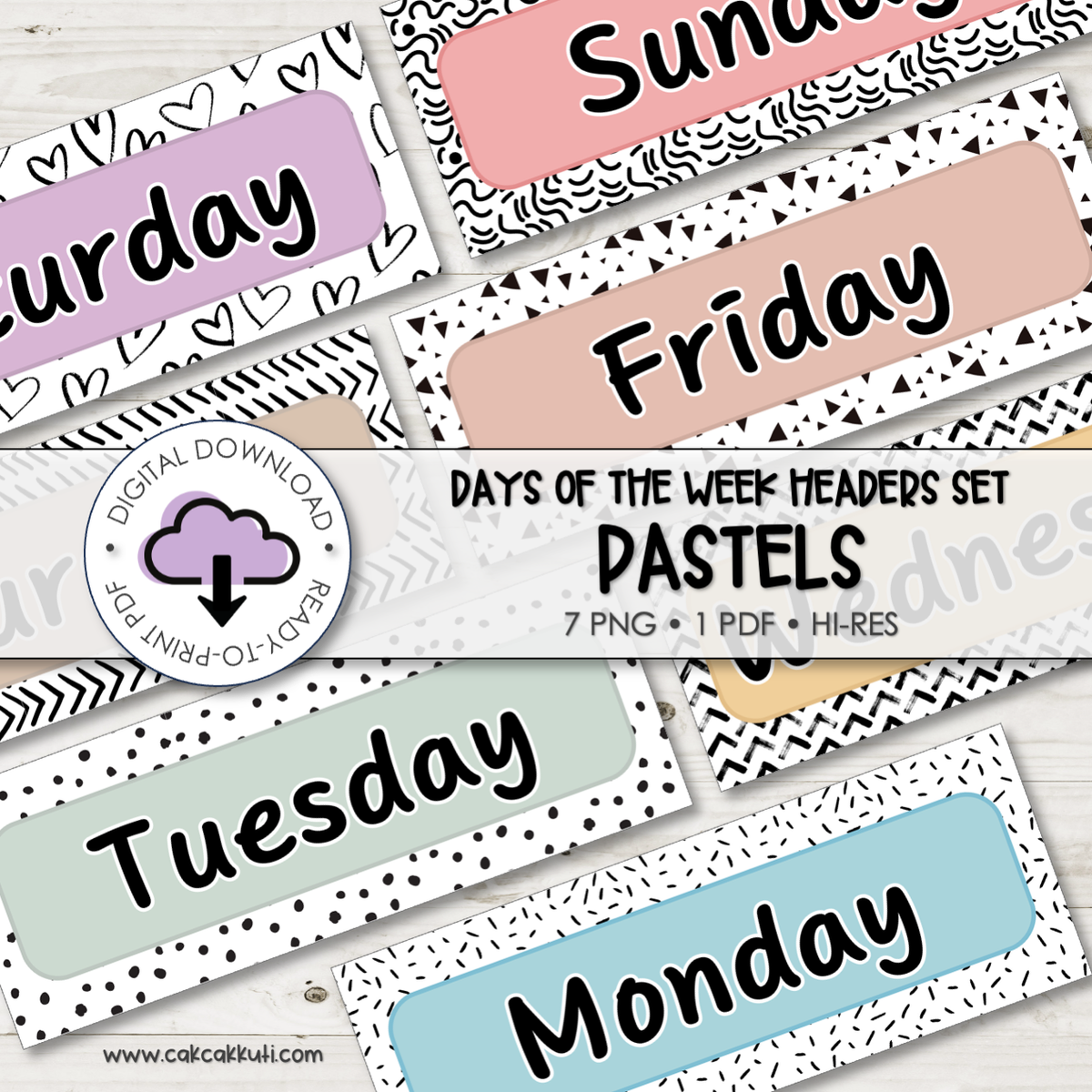 Flash Cards - Days of the Week Headers Pastels (Digital Download) – Cak ...