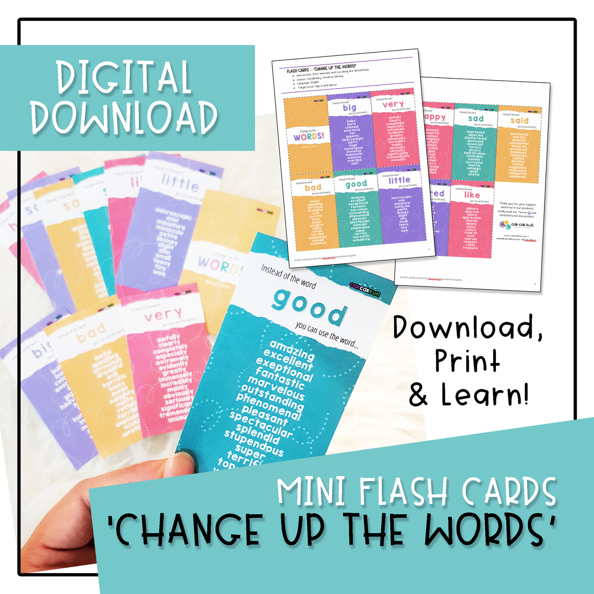 Flash Cards - Change Up The Words (Digital Download) – Cak Cak Kuti