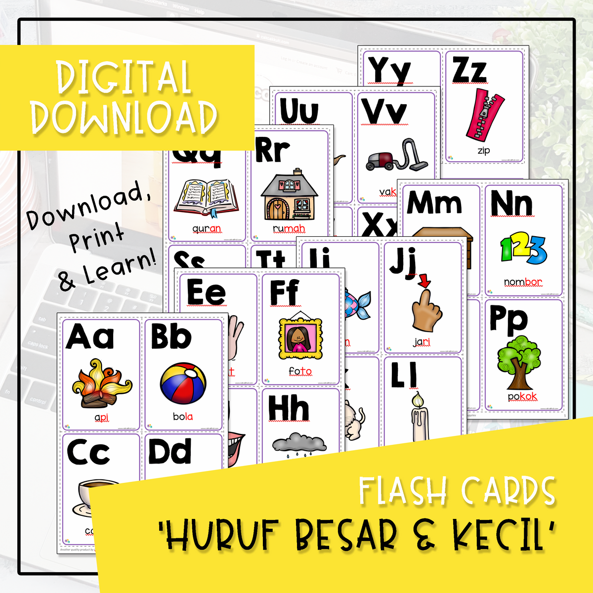 Flash Cards - Huruf Besar dan Kecil (Digital Download) – Cak Cak Kuti